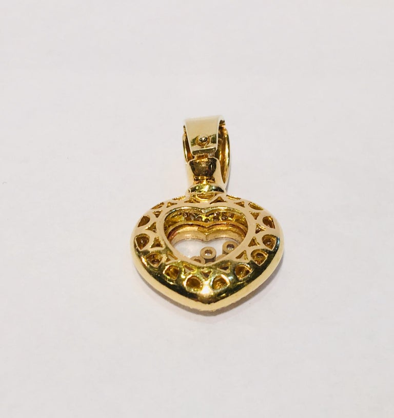 Happy Diamond Heart Enhancer Pendant Floating Diamonds 18 Karat Yellow ...