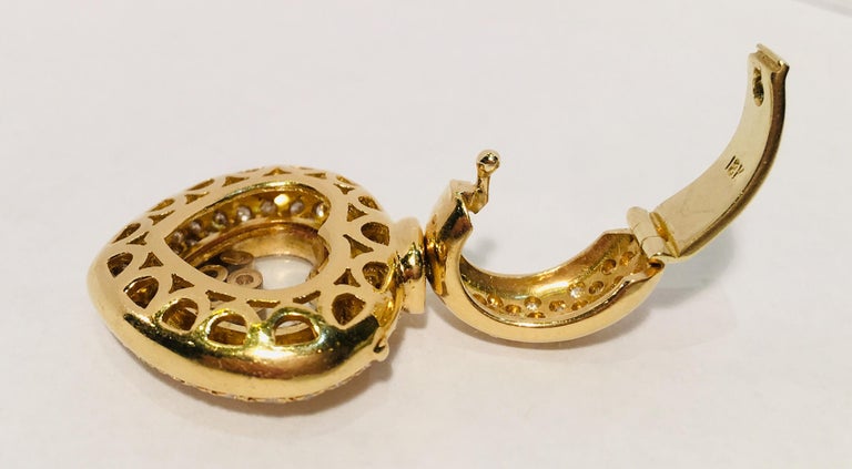 Happy Diamond Heart Enhancer Pendant Floating Diamonds 18 Karat Yellow ...