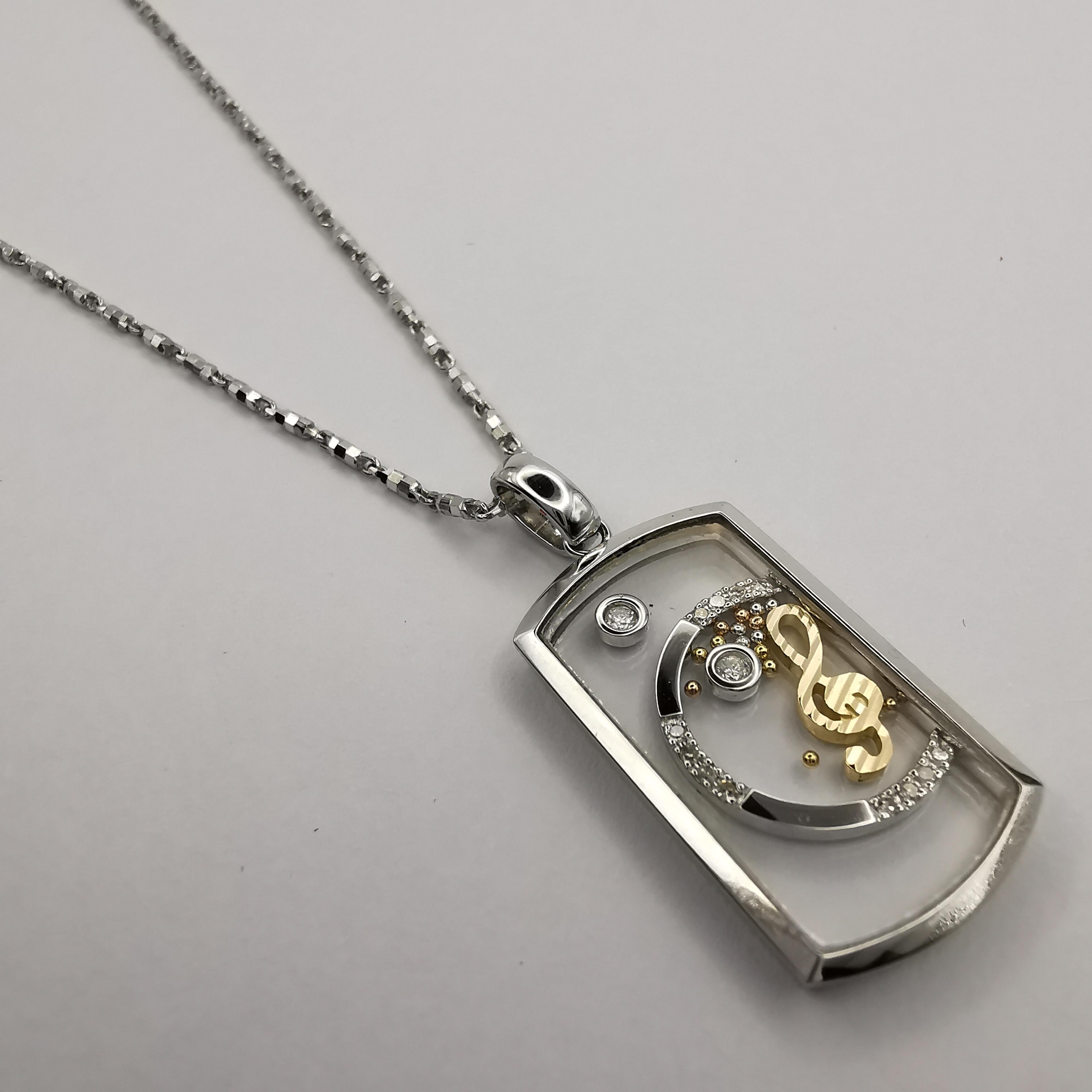 Happy Diamonds Musical Note Pendant in 18K White and Yellow Gold For ...