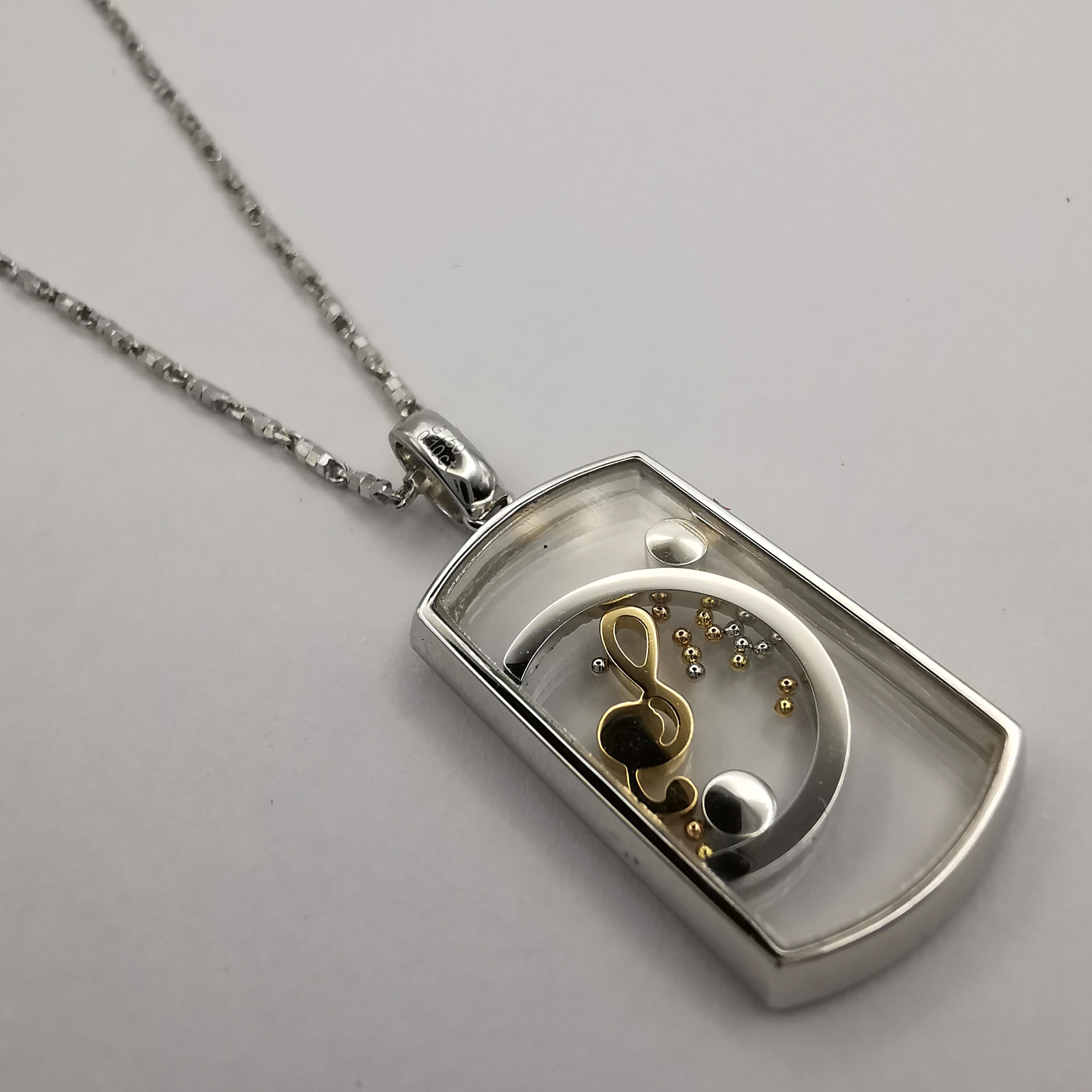 Happy Diamonds Musical Note Pendant in 18K White and Yellow Gold For ...