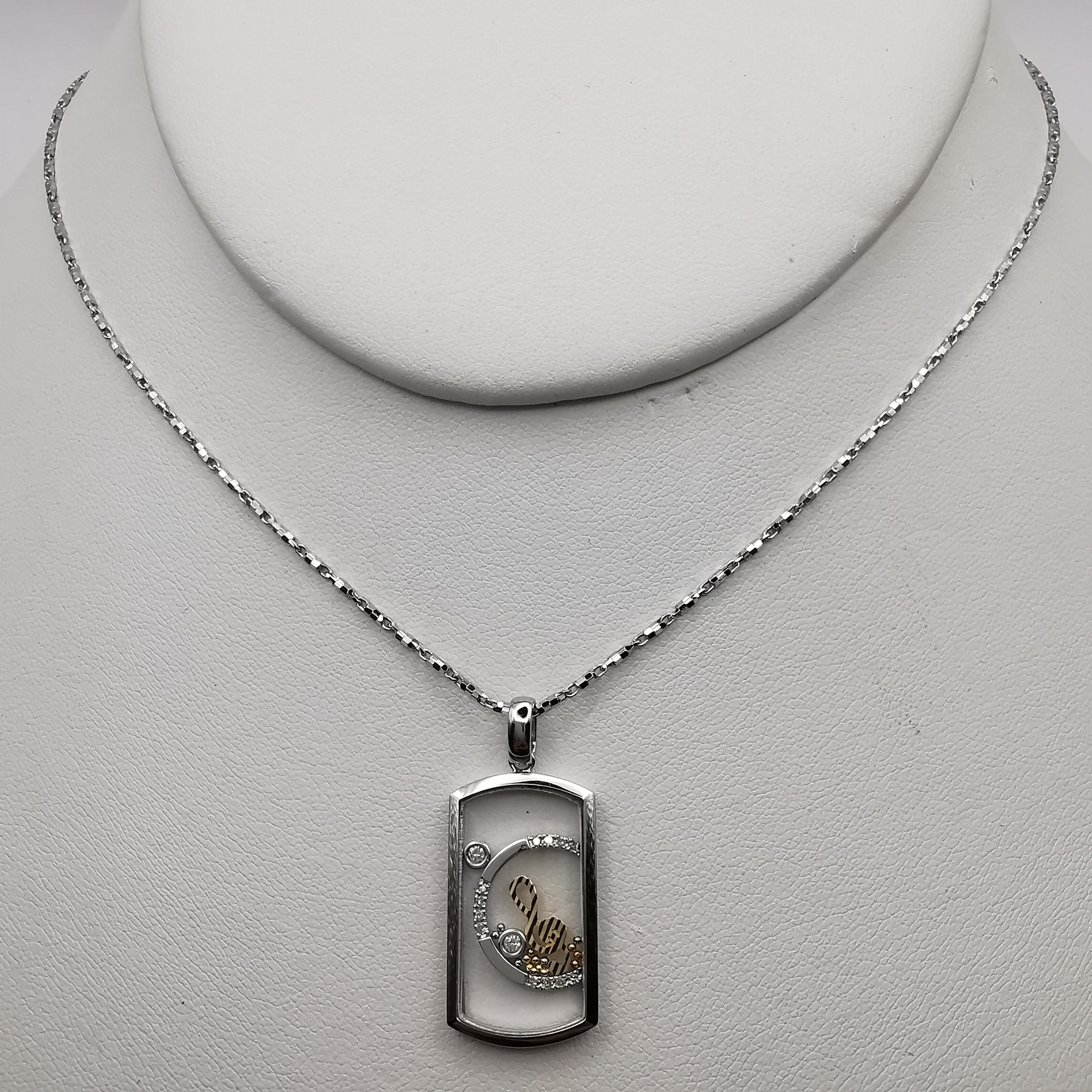 Happy Diamonds Musical Note Pendant in 18K White and Yellow Gold For ...