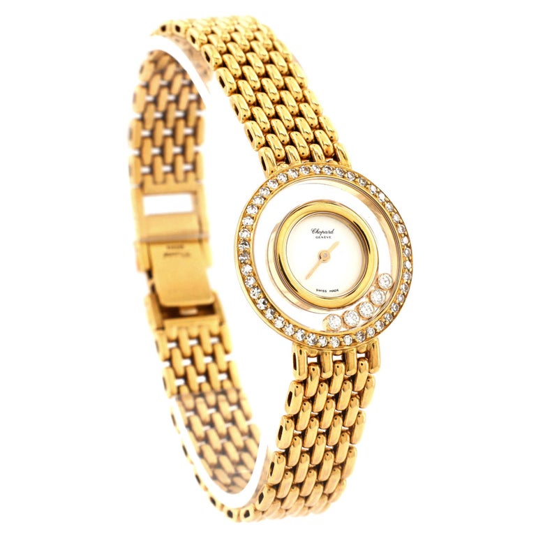 Happy Diamonds Round Quartz Watch Yellow Gold with Diamond Bezel and ...