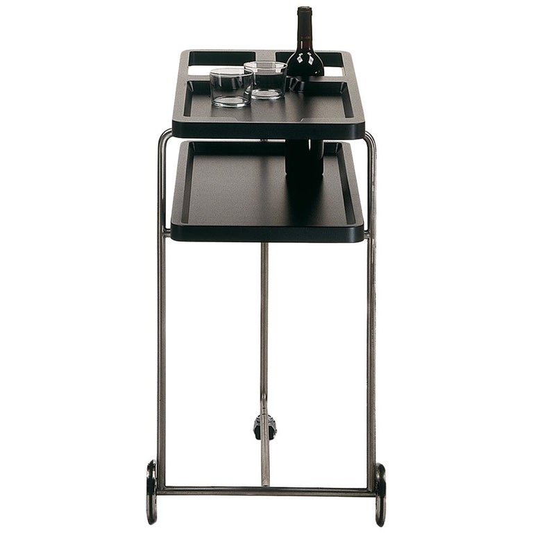 Chariot de service à cocktail noir avec finition chromée En vente sur ...