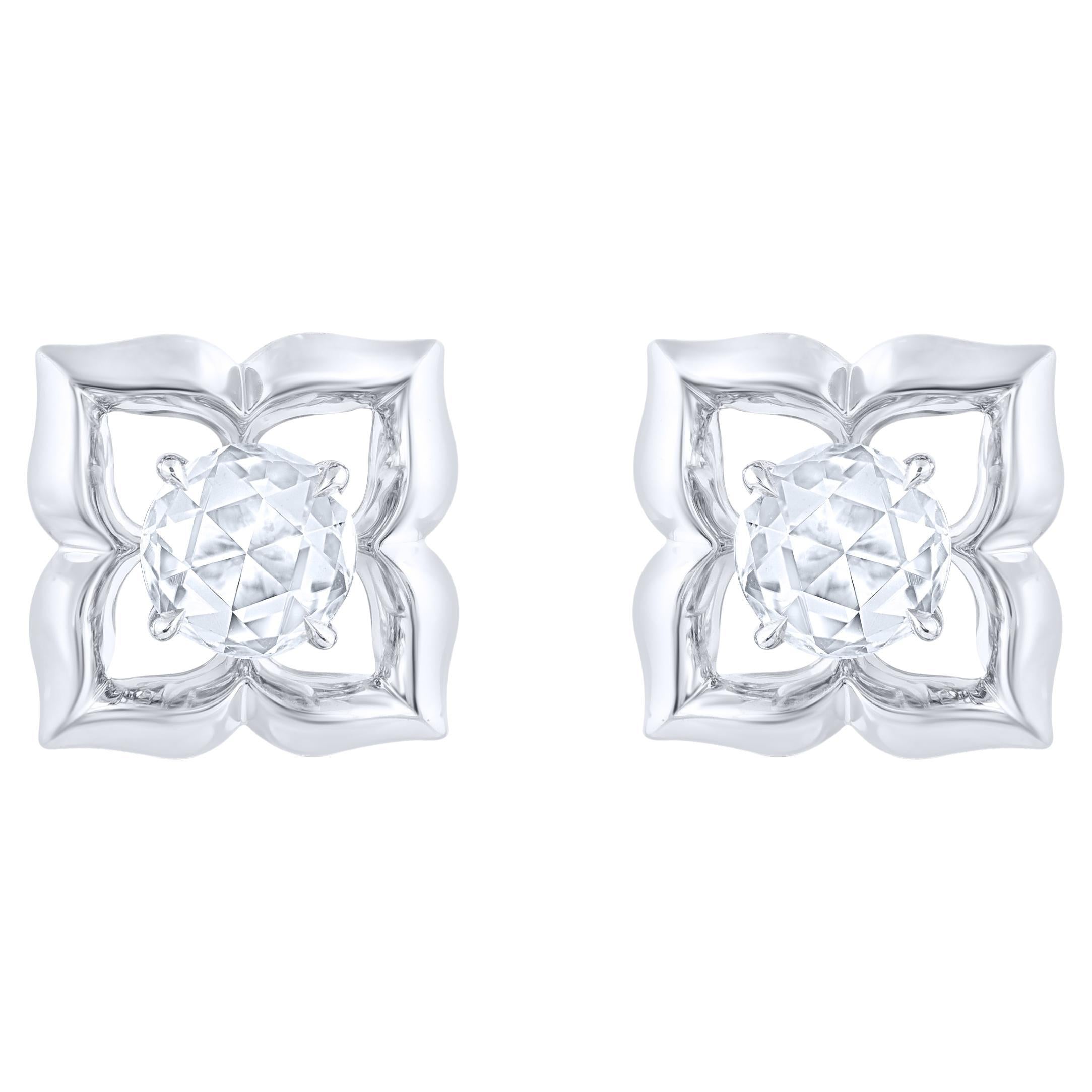 Harakh 0.94 Carat Brilliant and Rose Cut Diamond 18kt White Gold Stud ...