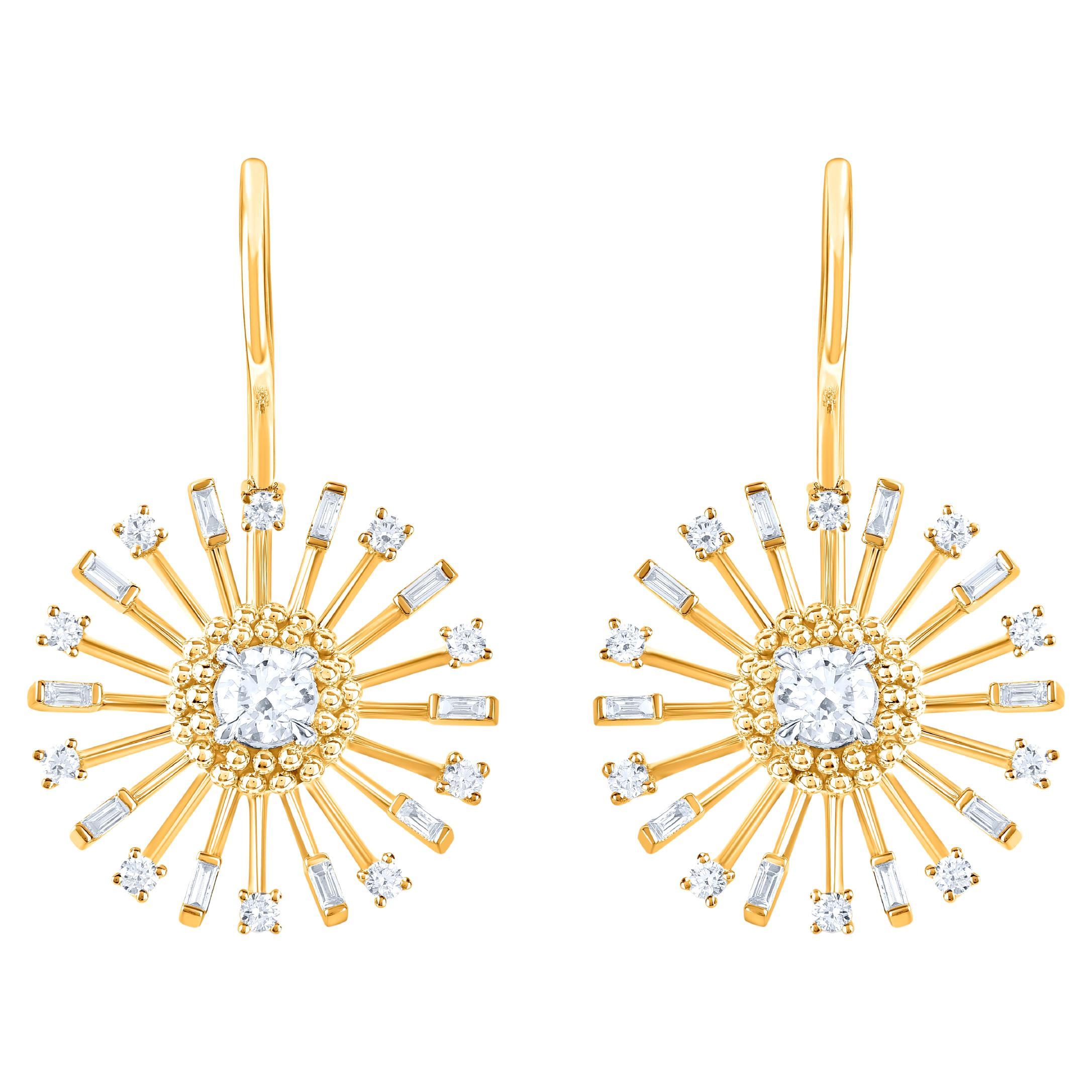 HARAKH 1.00 CT Colorless Diamond 18 Karat Yellow Gold Sunlight Radiant ...