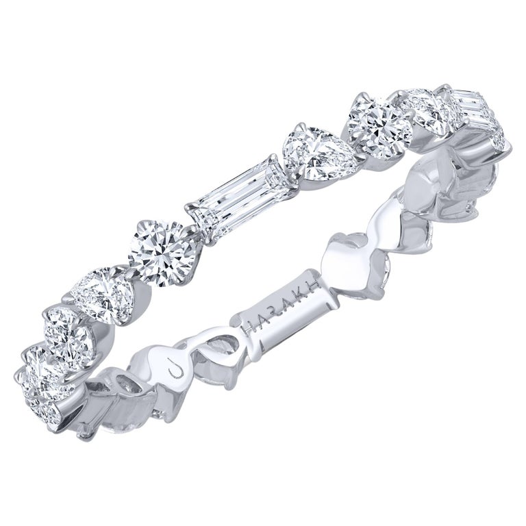 Harakh 1.35 Carat Full Eternity Colorless Diamond 18 Kt White Gold Ring ...