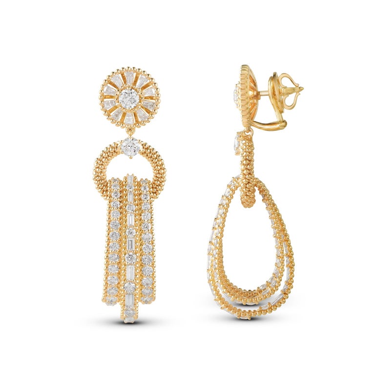 Harakh 18 Karat Yellow Gold Chandelier Colorless Diamond Dangle Drop ...