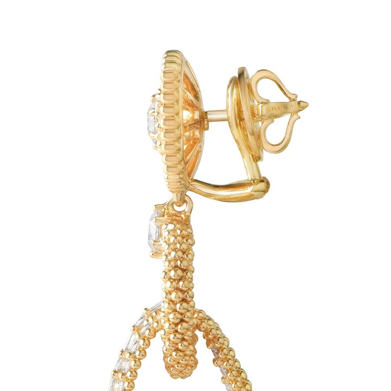 Harakh 18 Karat Yellow Gold Chandelier Colorless Diamond Dangle Drop ...