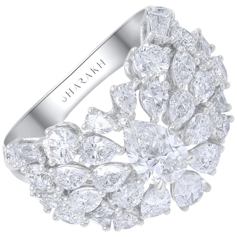 Harakh GIA Certified 4.05 Carat Pear, Brilliant Cut 18 KT Raindrop ...