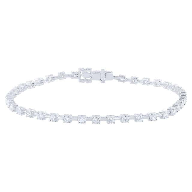 Elastic Bracelet With 2 85 Ct Of Diamonds 18 Kt White Gold Bracelet