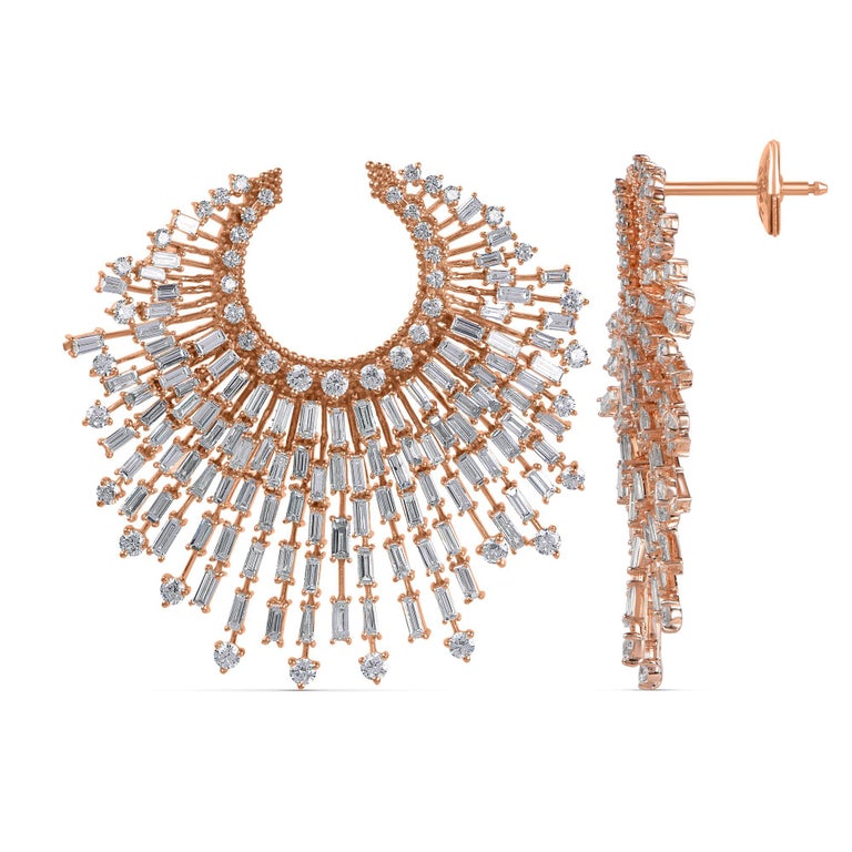 Harakh 6.85 Carat Colorless Diamond 18 Karat Rose Gold Earrings For ...