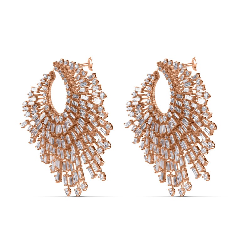 Harakh 6.85 Carat Colorless Diamond 18 Karat Rose Gold Earrings For ...