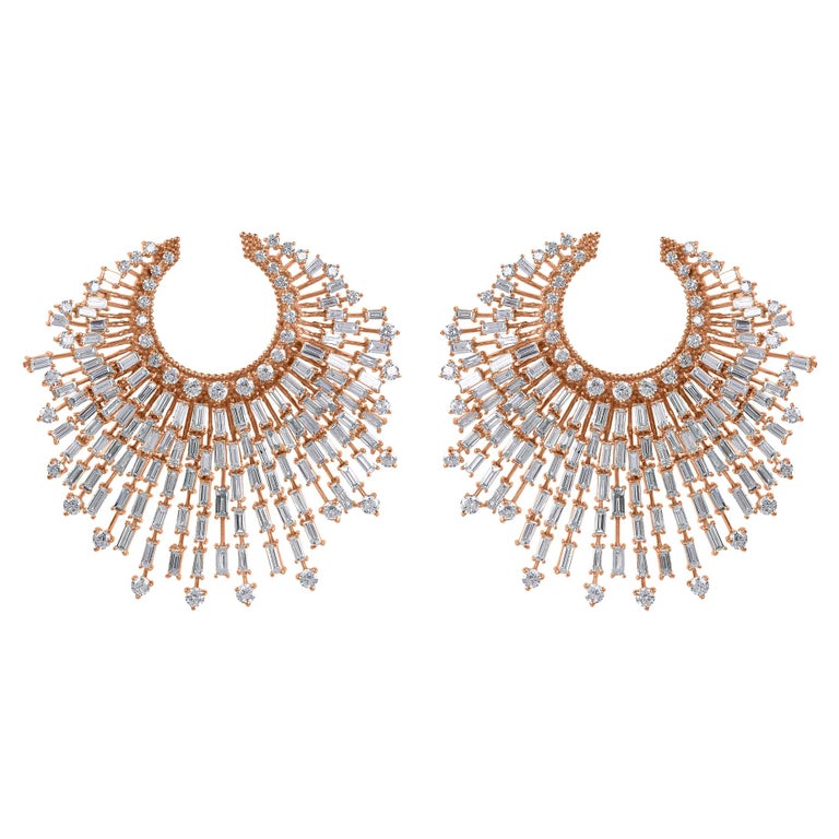 Harakh 6.85 Carat Colorless Diamond 18 Karat Rose Gold Earrings For ...