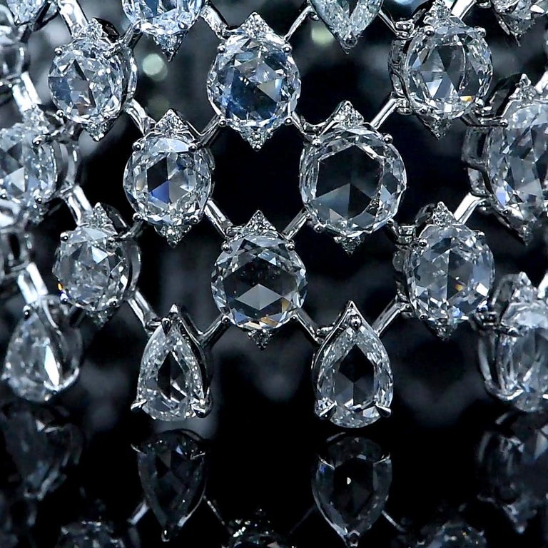 Harakh Brilliant Round and Rose Cut Colorless Diamond 18 Kt White Gold ...