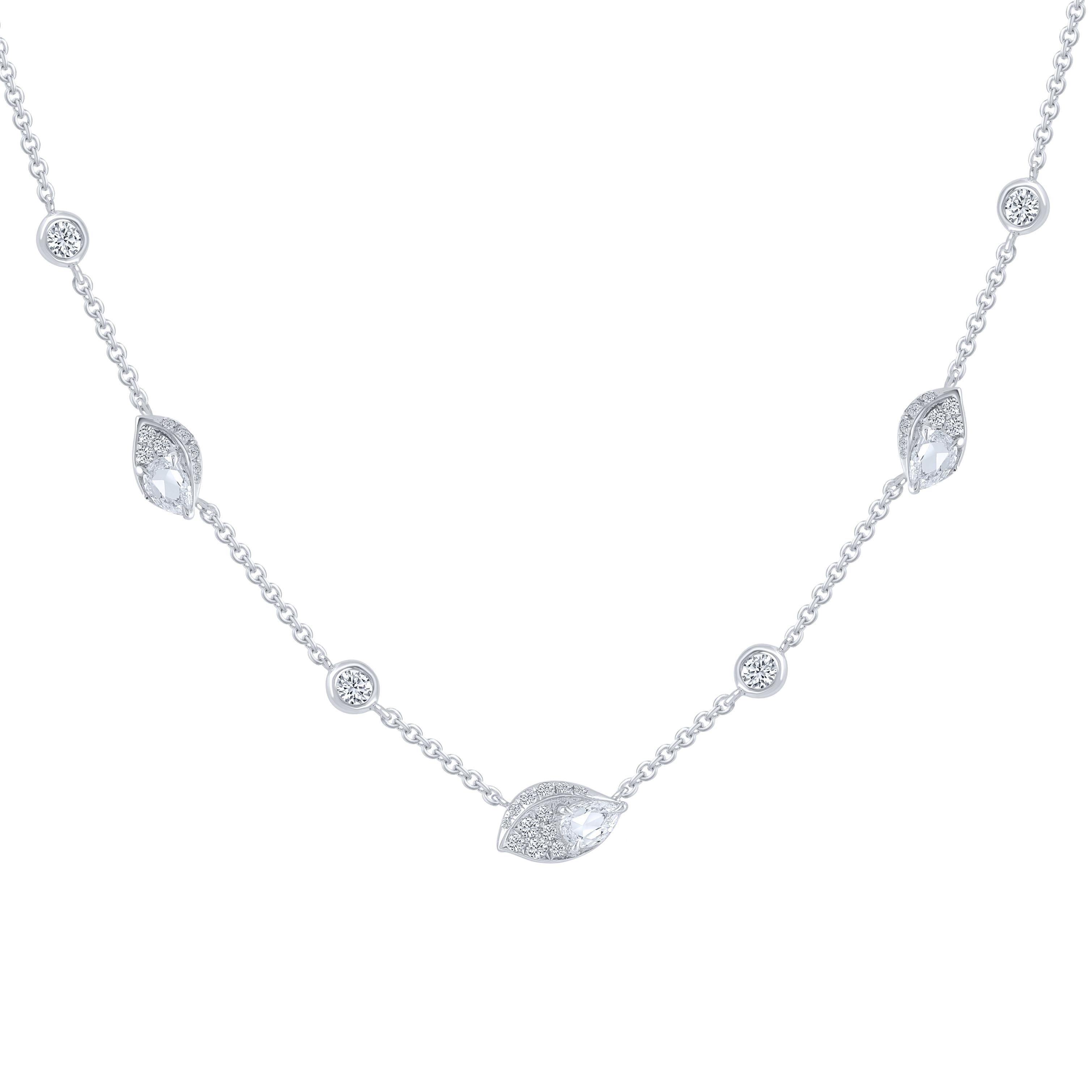 Harakh Colorless Diamond 0.85 Carat Station Necklace in 18 Kt White ...