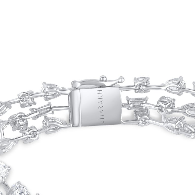 Harakh Colorless Diamond 13.70 Carat TDW 18 Karat White Gold Bracelet ...