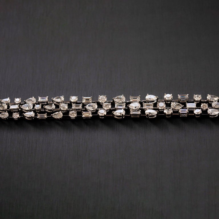 Harakh Colorless Diamond 13.70 Carat TDW 18 Karat White Gold Bracelet ...