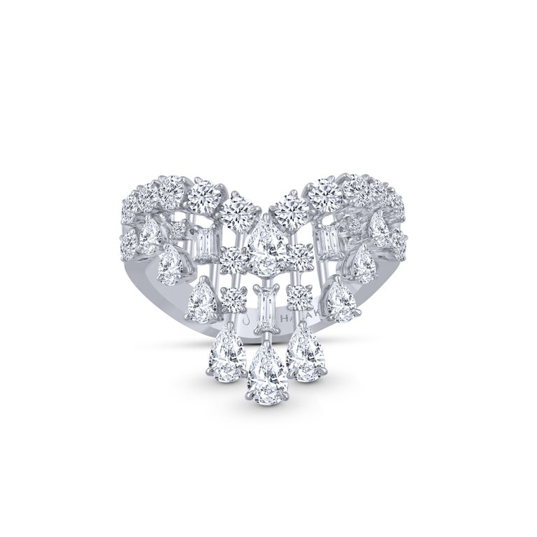 Harakh Colorless Diamond 1.65 Carat Cluster Ring in 18 Kt White Gold ...