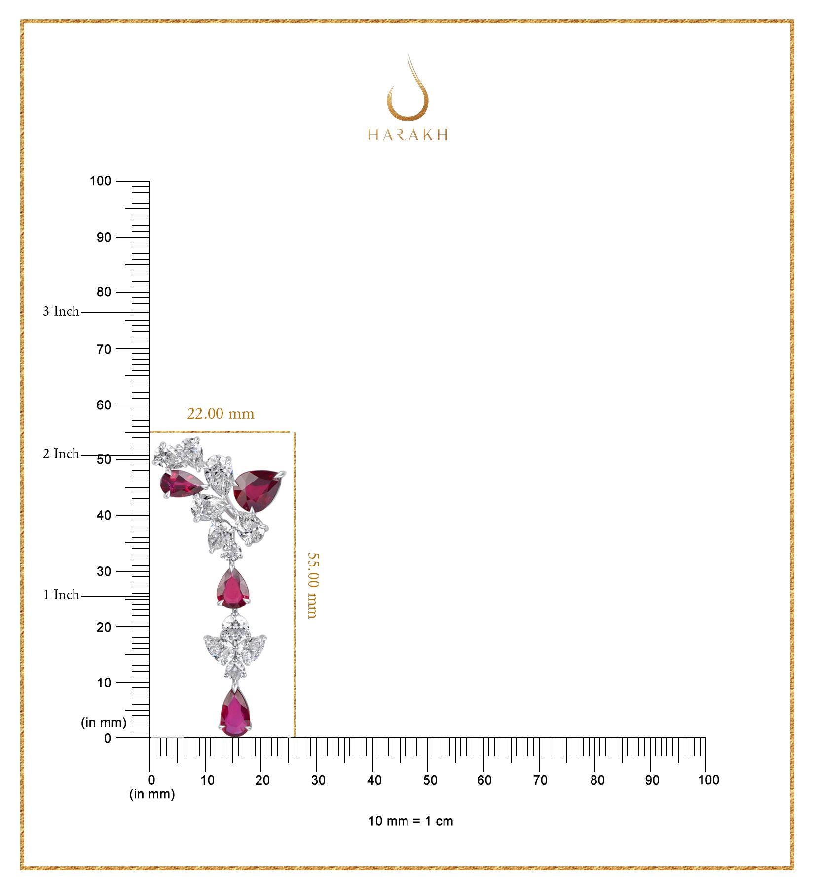 Harakh GIA Certified Ruby and Colorless Diamond 18 Karat Dangling ...