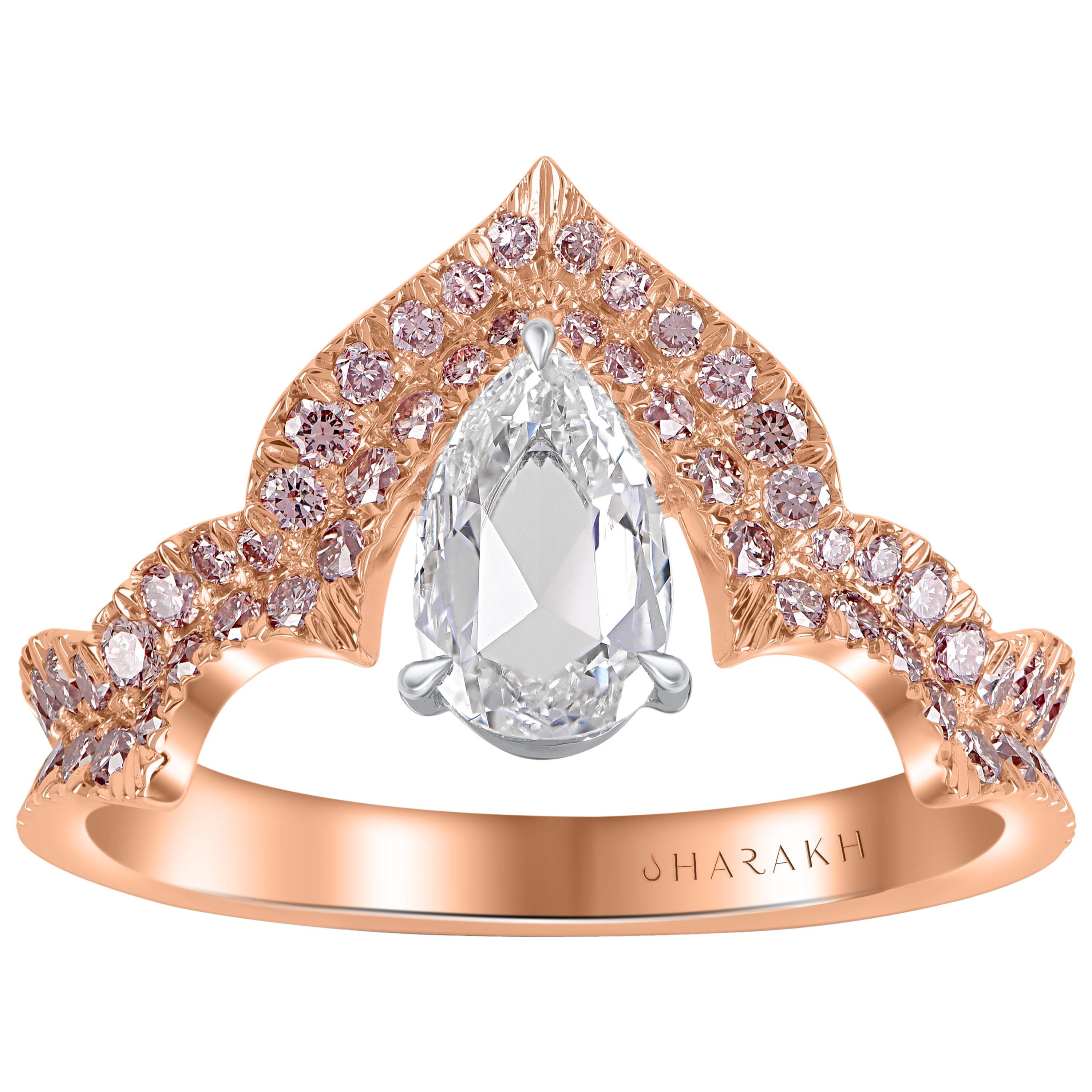 Harakh Haveli 18 Karat Pear Rose Cut and Natural Pink Diamond ...