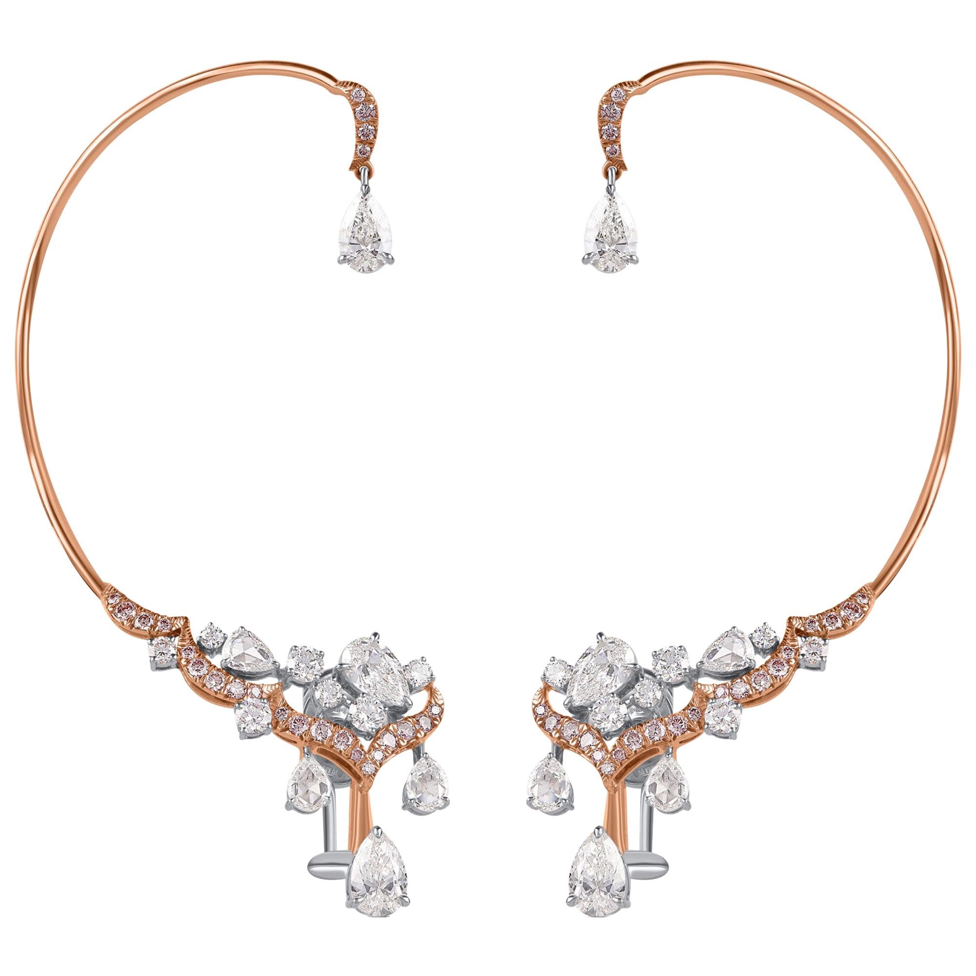 Harakh 7.80 Carat Colorless Diamond Haveli 18 Karat Dangling Earrings ...