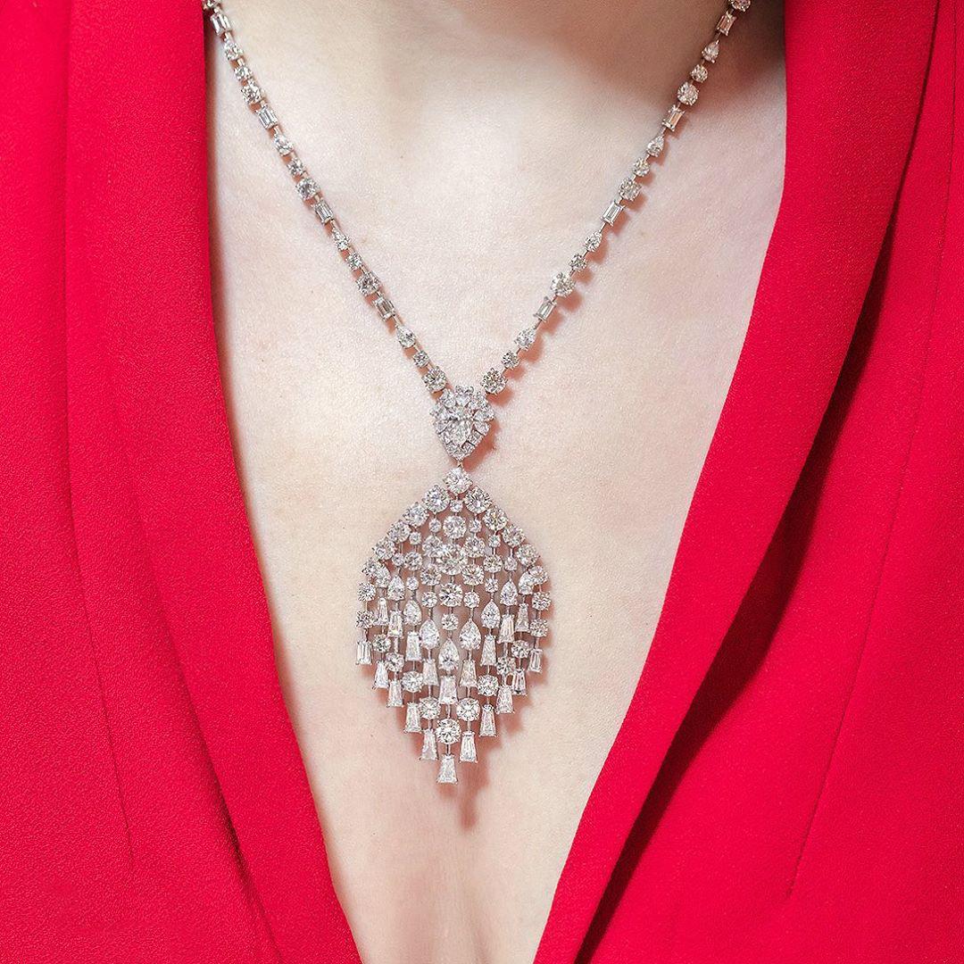 Harakh GIA Certified 33.15 CT Colorless Diamond 18KT White Gold Peacock ...