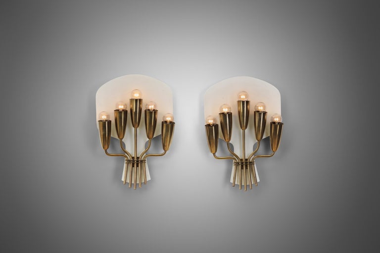 Harald Notini Model "8772/5" Wall Sconces for Arvid Böhlmarks, Sweden ...