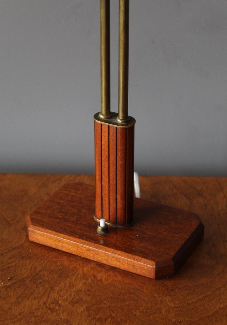 Harald Notini, Rare Table Lamp, Brass, Mahogany Rattan, Böhlmarks ...