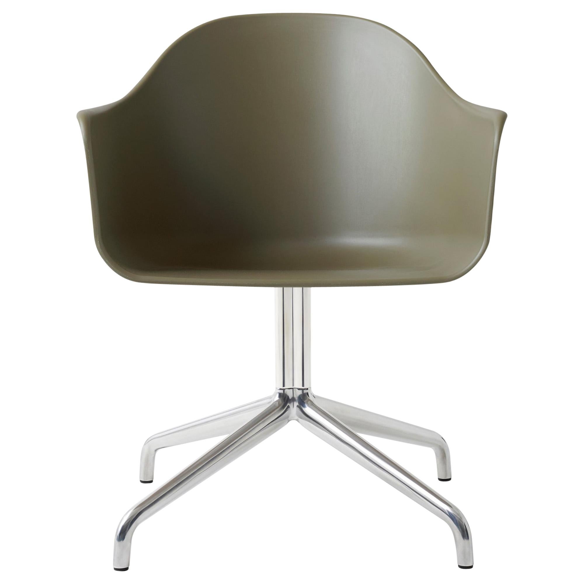 Harbour Chair, Swivel Base in Polished Aluminum, Olive Shell For Sale ...