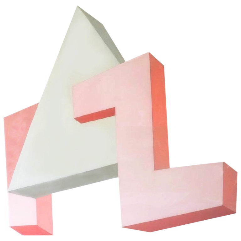 Hard-Edge Color Field Abstract Expressionist Lucite Painting "Interlock ...