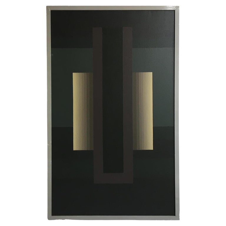 Hard-Edge Geometric Abstract Painting, Dutch 1970s, Signed and Dated ...