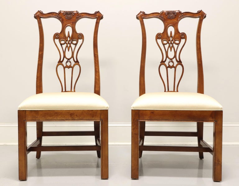 HARDEN Solid Cherry Chippendale Style Straight Leg Dining Side Chairs ...