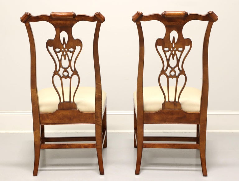 HARDEN Solid Cherry Chippendale Style Straight Leg Dining Side Chairs ...