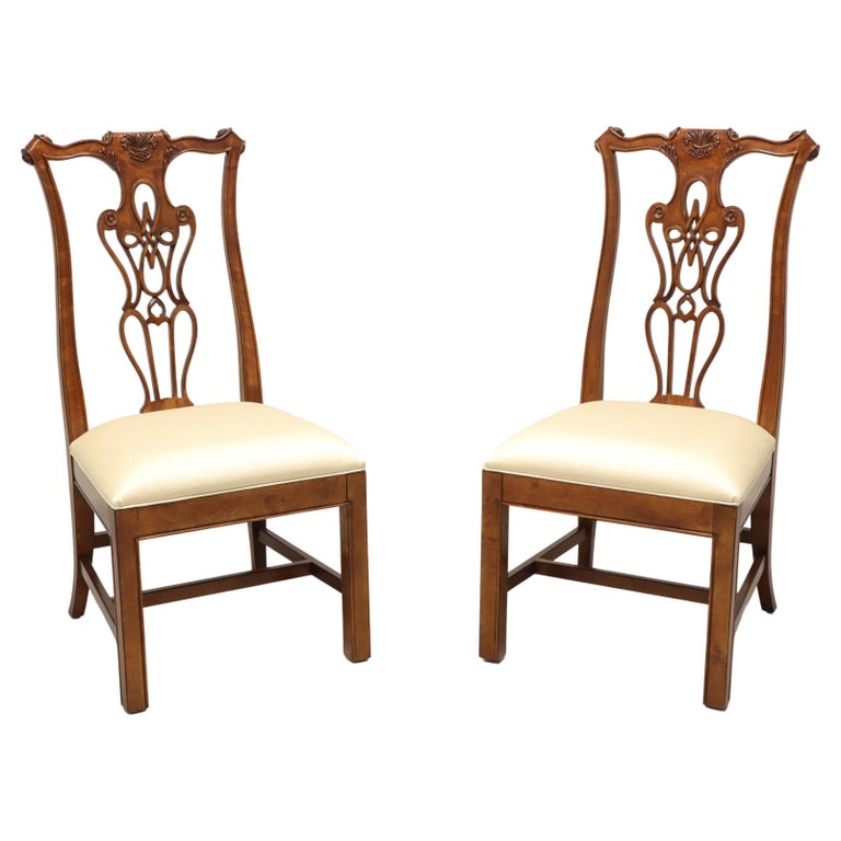 HARDEN Solid Cherry Chippendale Style Straight Leg Dining Side Chairs ...