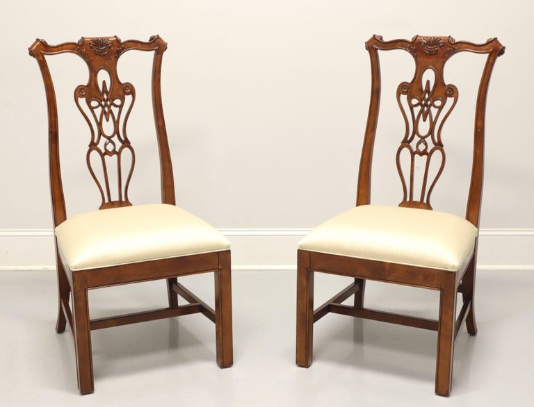 HARDEN Solid Cherry Chippendale Style Straight Leg Dining Side Chairs ...