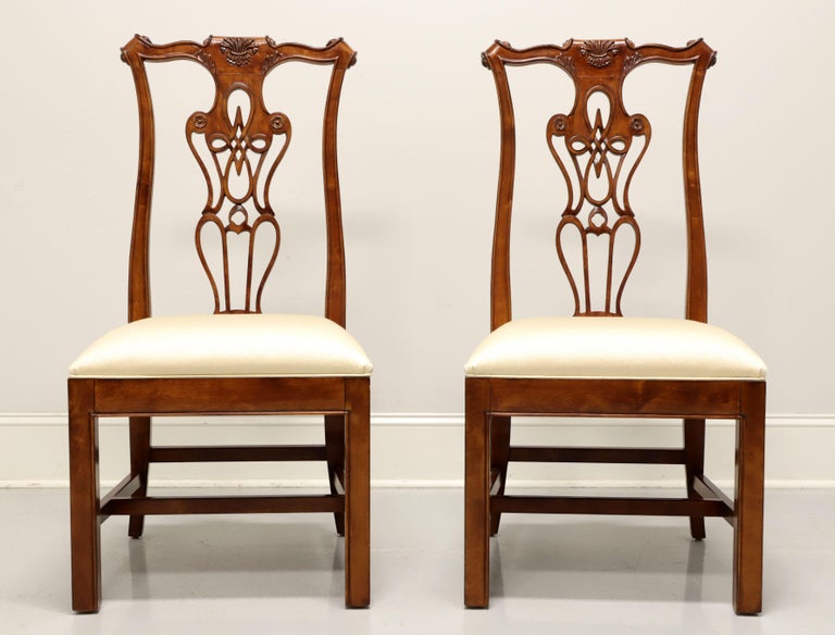 HARDEN Solid Cherry Chippendale Style Straight Leg Dining Side Chairs ...