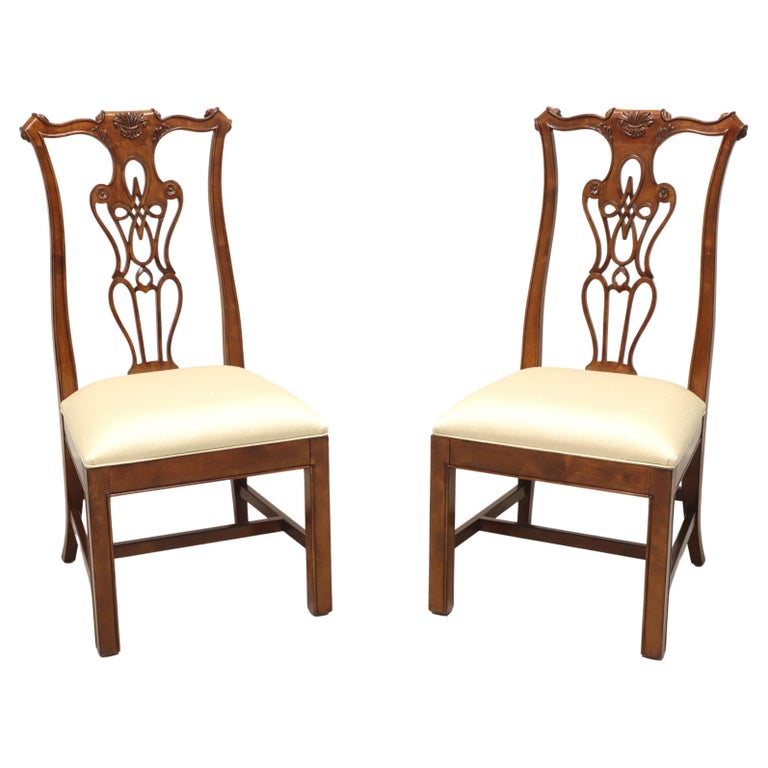 HARDEN Solid Cherry Chippendale Style Straight Leg Dining Side Chairs ...