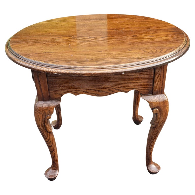 Harden Solid Oak Single Drawer Oval Side Table For Sale at 1stDibs