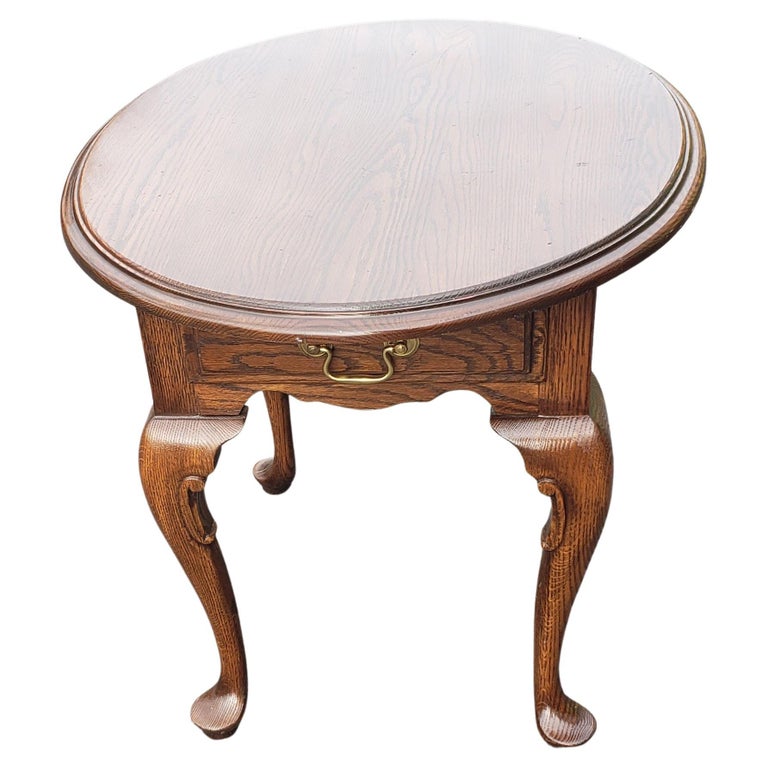 Harden Solid Oak Single Drawer Oval Side Table For Sale at 1stDibs