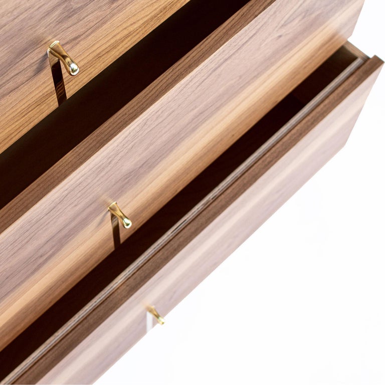 Hardwood Dresser with Custom Brass Pulls For Sale at 1stDibs