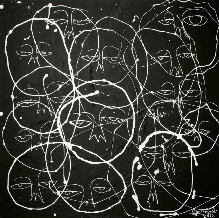 Harif Guzman - "One of a Kind: White on Black 1," Mixed Media ...