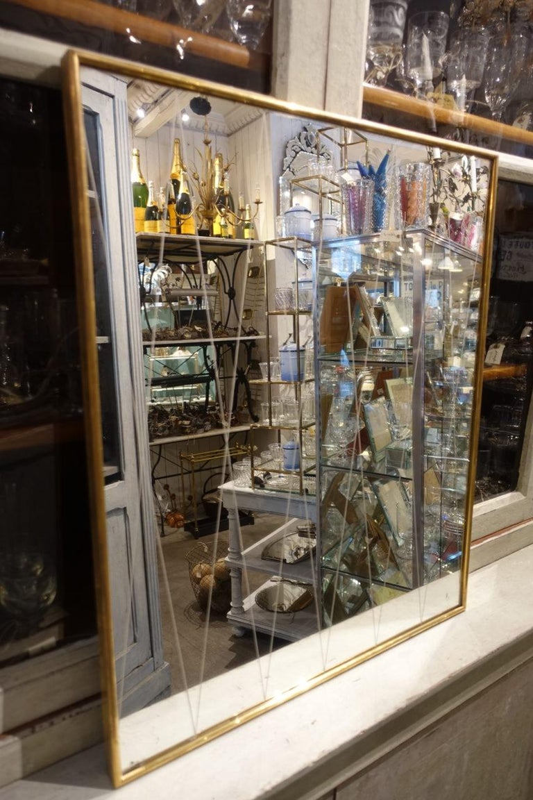 Harlequinn Mirror Glass Vintage Italian Midcentury Brass Mirror at 1stDibs