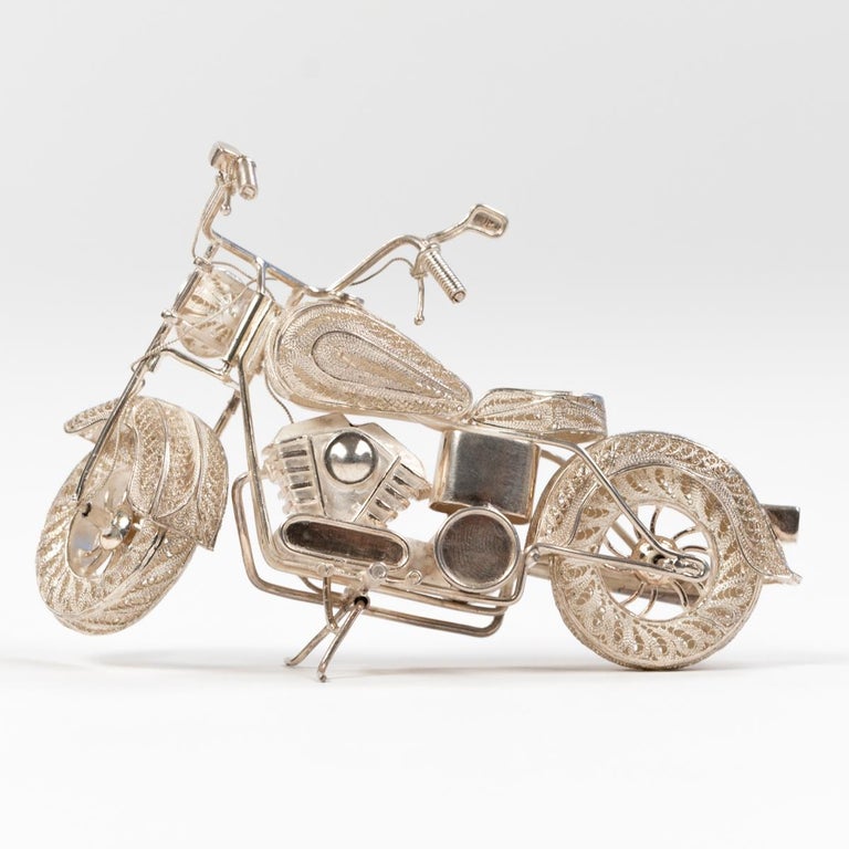 Harley Davidson Sculpture 925 Silver Handcrafted Filigree Technique ...