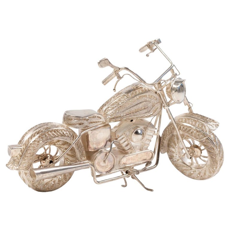 Harley Davidson Sculpture 925 Silver Handcrafted Filigree Technique ...