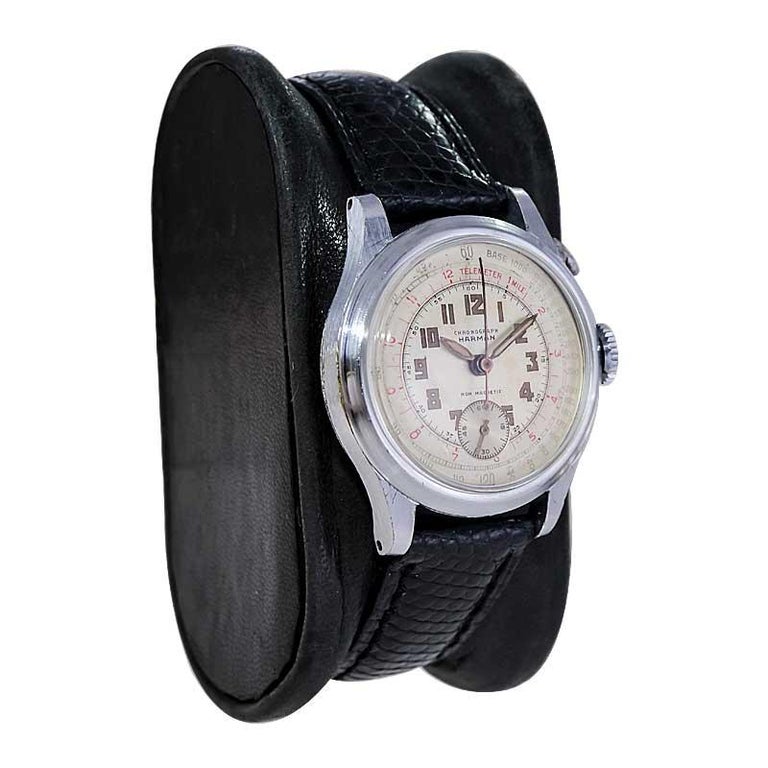 Harmon Steel Art Deco Single Button Chronograph with Original Dial from ...