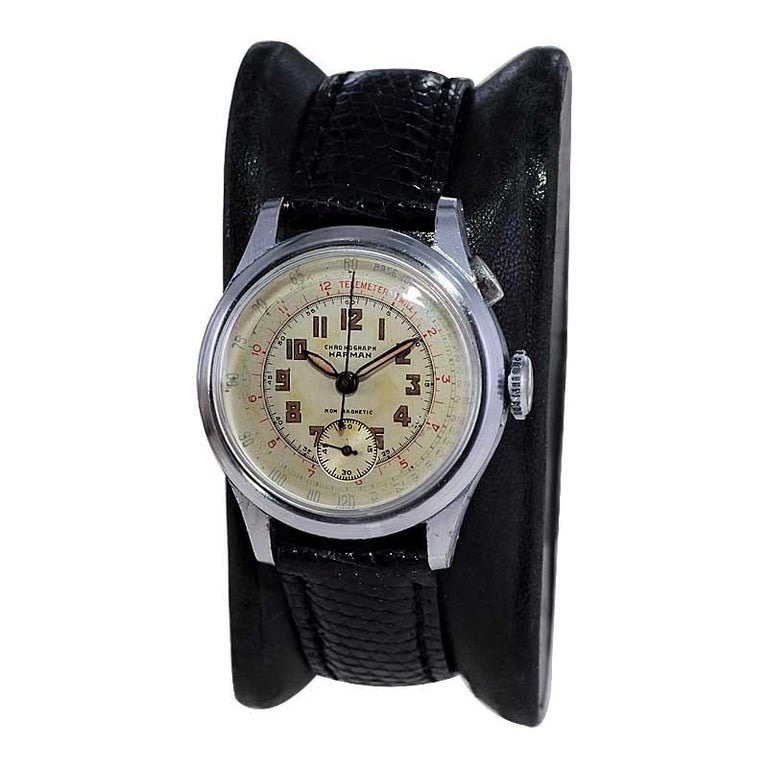 Harmon Steel Art Deco Single Button Chronograph with Original Dial from ...