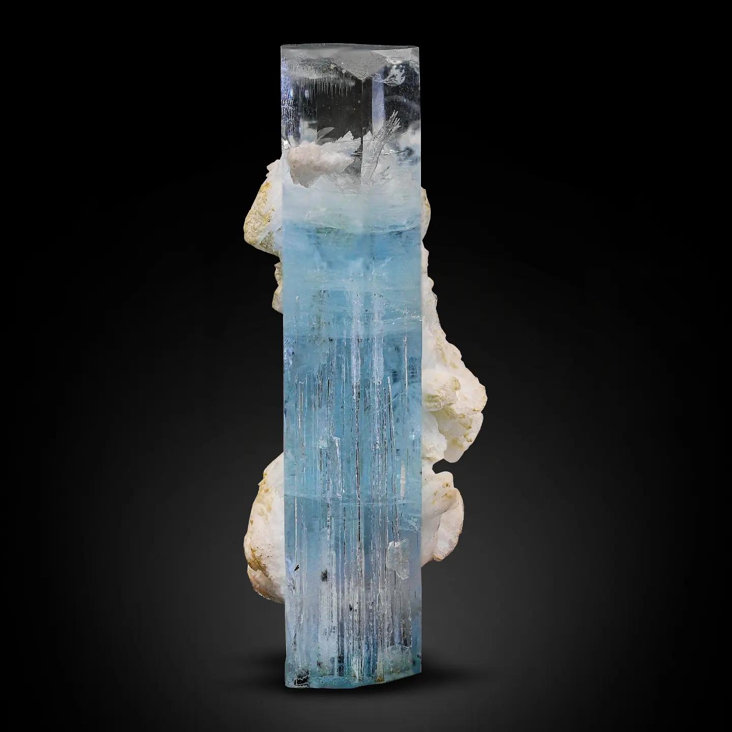 Harmonious Aquamarine Crystal With Albite Covered By Cleavelandite From ...