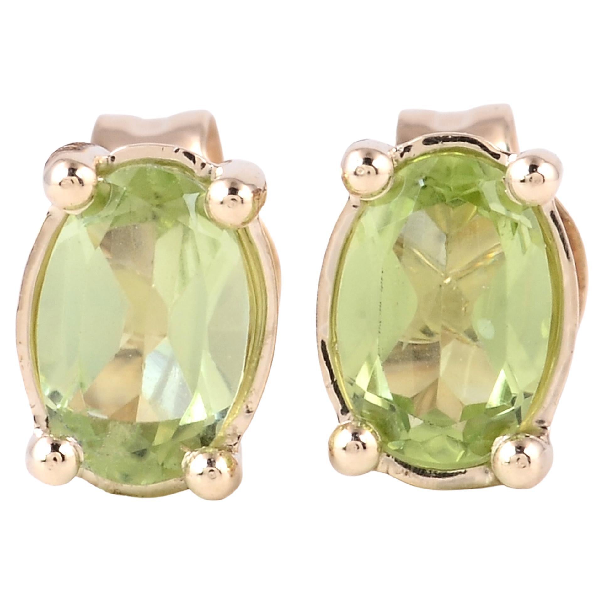 "Harmony in Green - 14k Gold Peridot and Diamond Earrings" For Sale at ...
