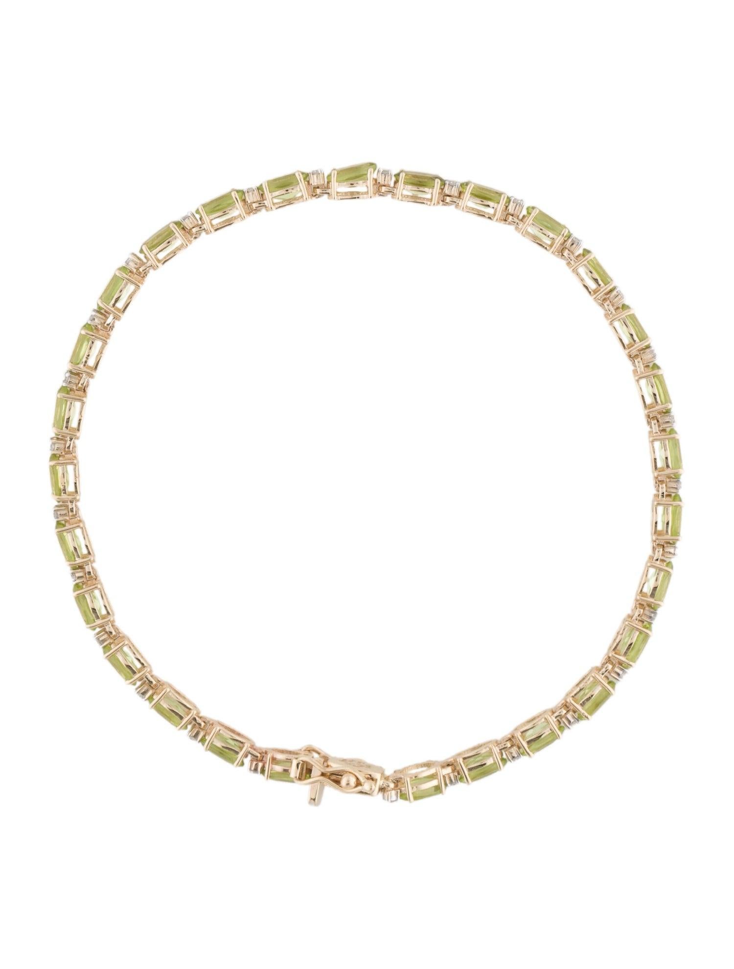 14K Peridot and Diamond Link Bracelet - Vibrant Gemstone Elegance, Timeless Luxury For Sale at ...