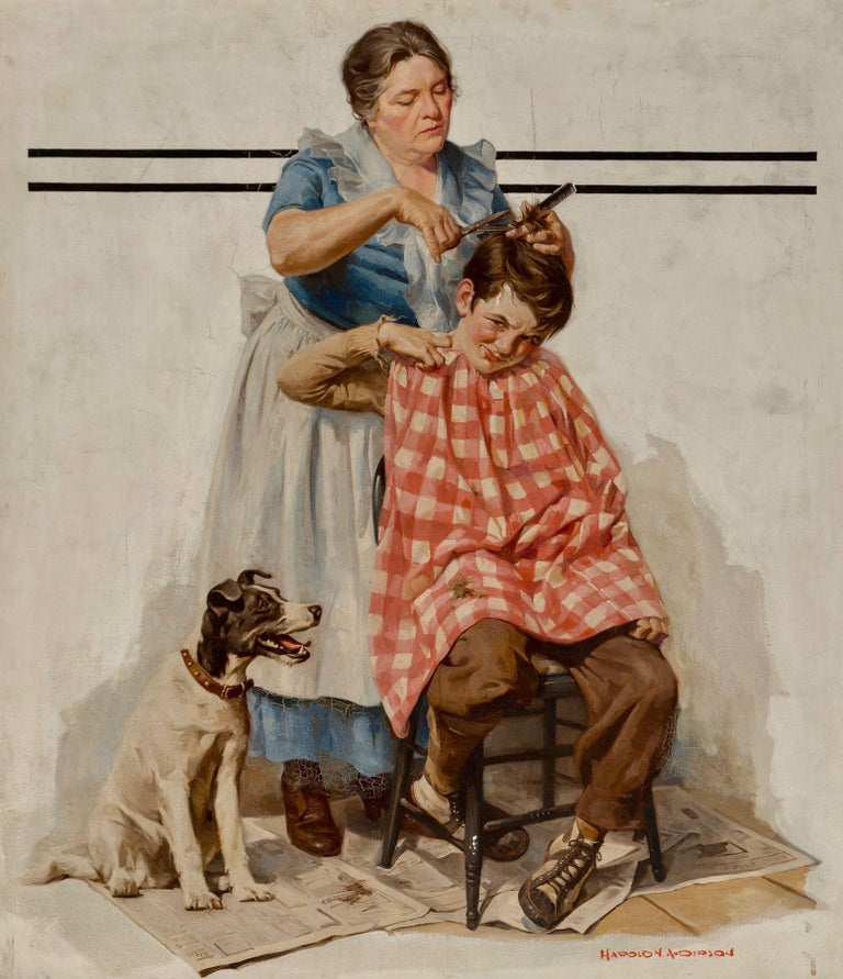Harold Anderson - Haircut, Saturday Evening Post Cover, 1933 For Sale ...